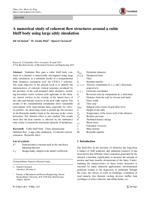 (PDF) A numerical study of coherent flow structures around a cubic bluff body using large eddy ...