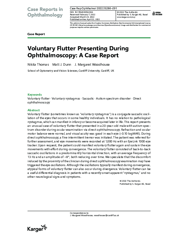 (PDF) Voluntary Flutter Presenting During Ophthalmoscopy: A Case Report