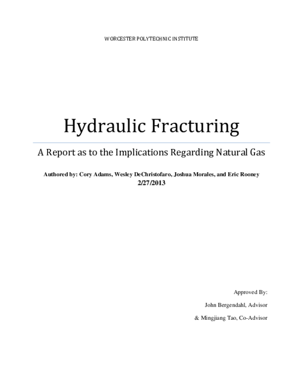 (PDF) Hydraulic Fracturing: A Report as to the Implications Regarding ...