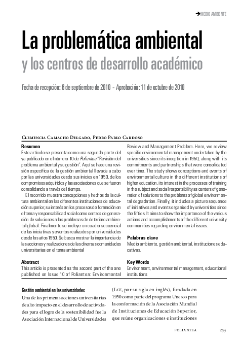 (PDF) La problemática ambiental y los centros de desarrollo académico