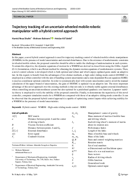 Pdf Trajectory Tracking Of An Uncertain Wheeled Mobile Robotic