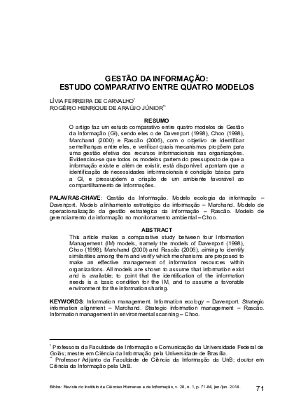 (PDF) Gestão da Informação: estudo comparativo entre quatro modelos ...