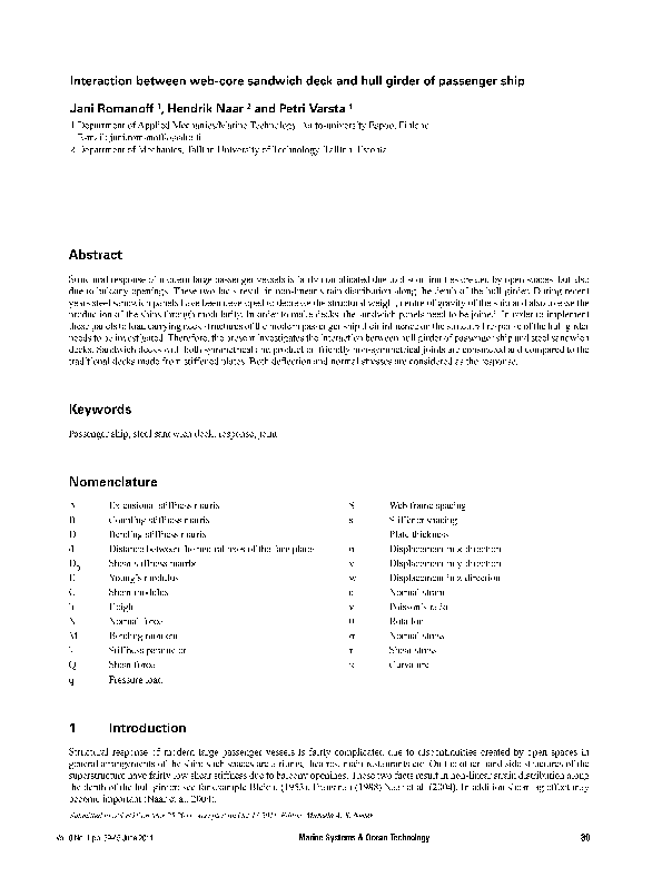 (PDF) Interaction between web-core sandwich deck and hull girder of ...
