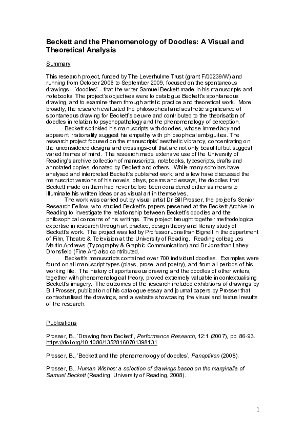 (PDF) Beckett and the Phenomenology of Doodles: A Visual and ...