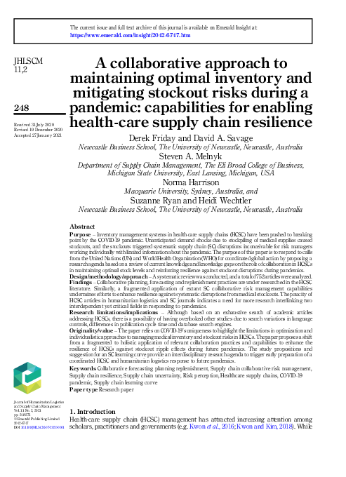 (PDF) A collaborative approach to maintaining optimal inventory and ...