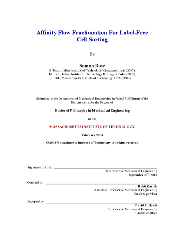 (PDF) Affinity Flow Fractionation for label-free cell sorting