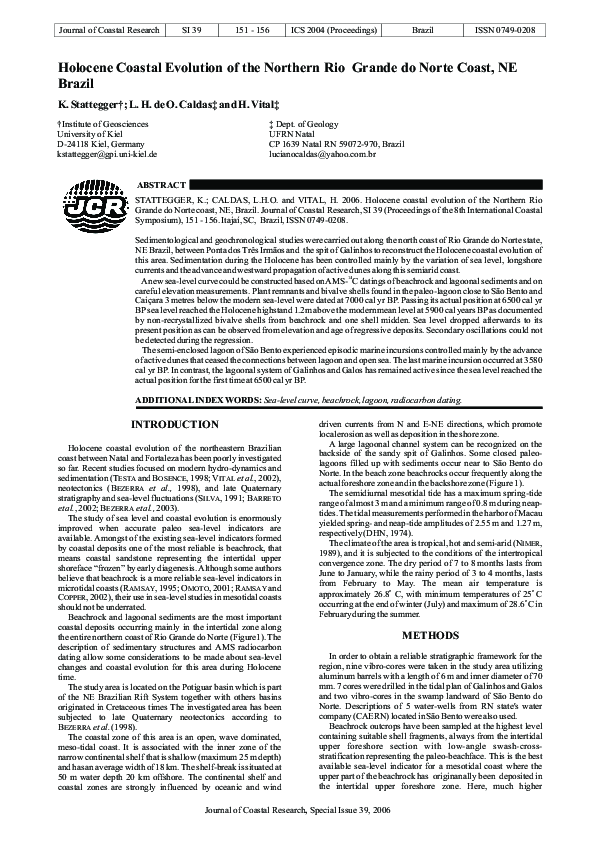 (PDF) Holocene coastal evolution of the northern Rio Grande do Norte Coast, NE Brazil