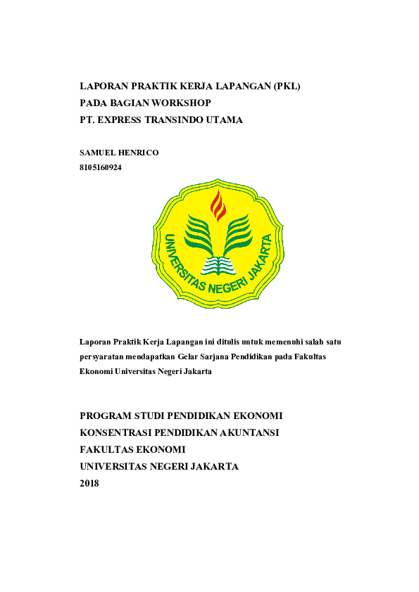 (PDF) Laporan Praktik Kerja Lapangan (PKL)Pada Bagian Workshop Pt. Express Transindo Utama
