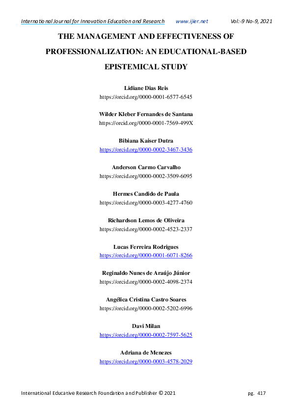 (PDF) The Management and Effectiveness of Professionalization