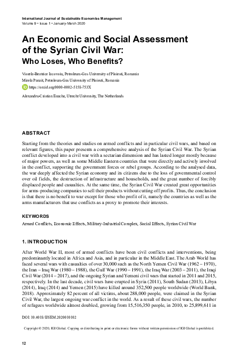 (PDF) An Economic and Social Assessment of the Syrian Civil War