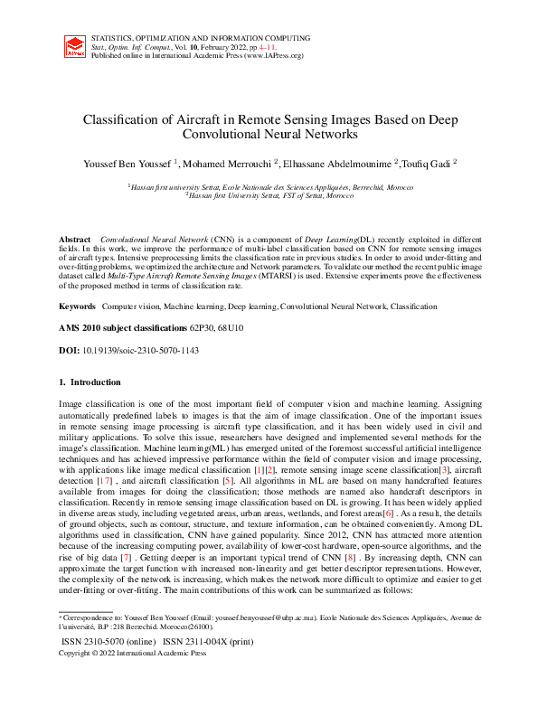 Pdf Classification Of Aircraft In Remote Sensing Images Based On Deep