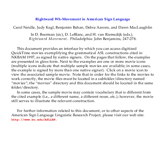 (PDF) Rightward WH-Movement in American Sign Language