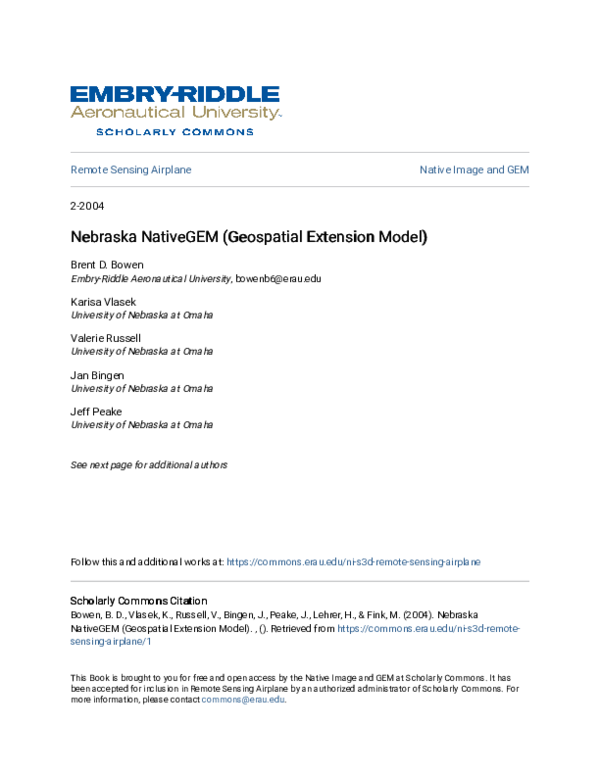 (PDF) Nebraska NativeGEM (Geospatial Extension Model)