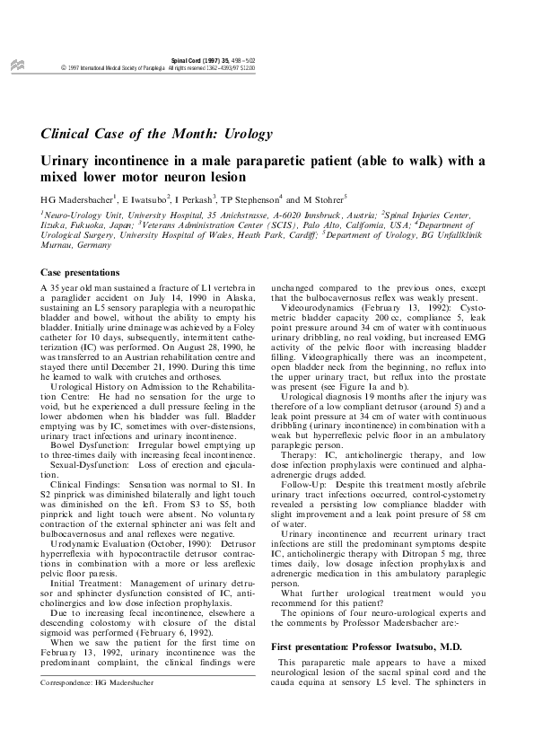 (PDF) Clinical Case of the Month: Urology Urinary incontinence in a ...
