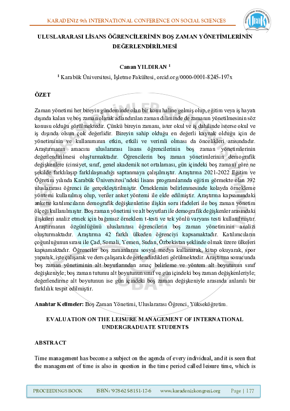 (PDF) Evaluation On The Leisure Management Of International ...