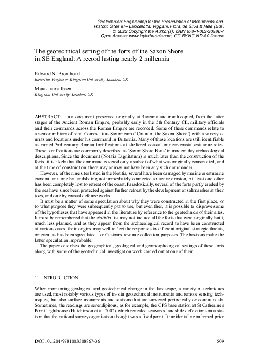 (PDF) The geotechnical setting of the forts of the Saxon Shore in SE ...