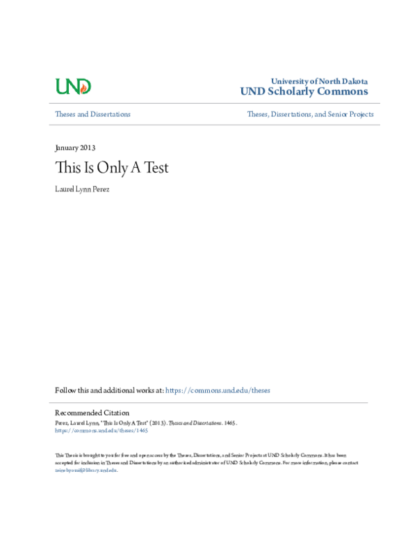 (PDF) This Is Only A Test