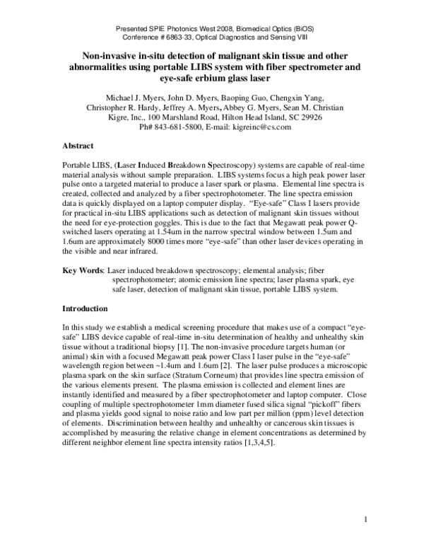 (PDF) Non-invasive in-situ detection of malignant skin tissue and other ...