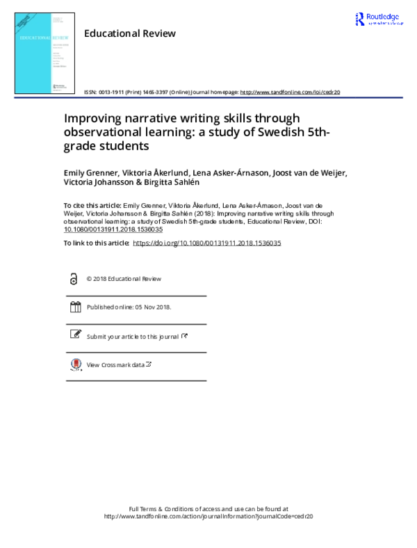 Improving narrative writing skills through observational learning: a ...