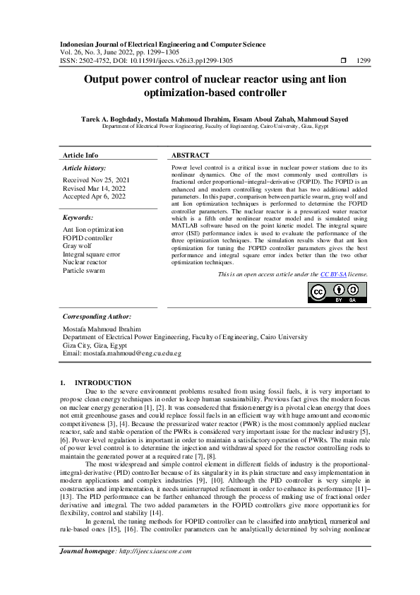 Pdf Output Power Control Of Nuclear Reactor Using Ant Lion
