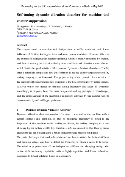 (PDF) Self-tuning dynamic vibration absorber for machine tool chatter suppression