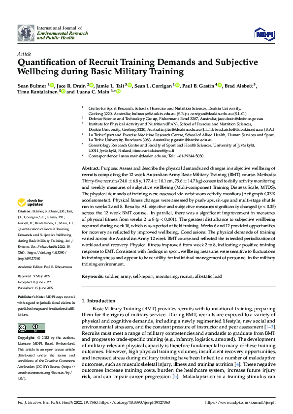 (PDF) Quantification of Recruit Training Demands and Subjective ...