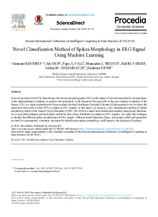 (PDF) Novel Classification Method of Spikes Morphology in EEG Signal ... (PDF) Novel Classification Method of Spikes Morphology in EEG Signal ...