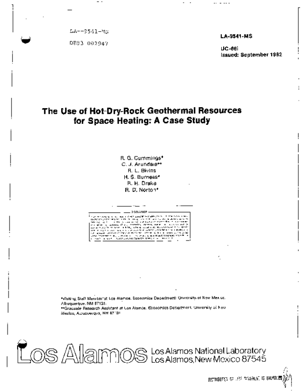 (PDF) Use of hot-dry-rock geothermal resources for space heating: a ...
