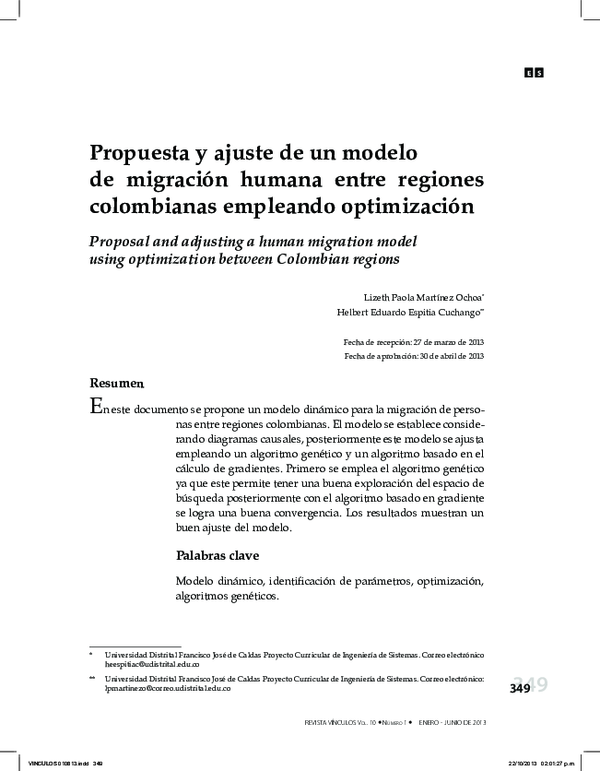 (PDF) Propuesta y ajuste de un modelo de migración humana entre ...
