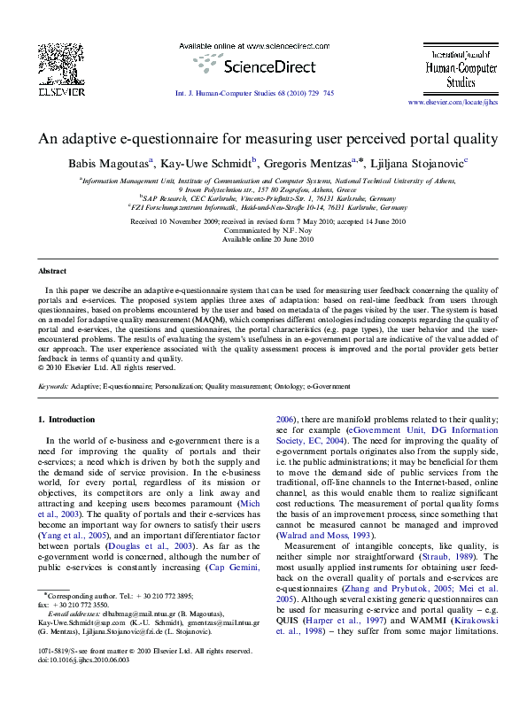 (PDF) An adaptive e-questionnaire for measuring user perceived portal ...