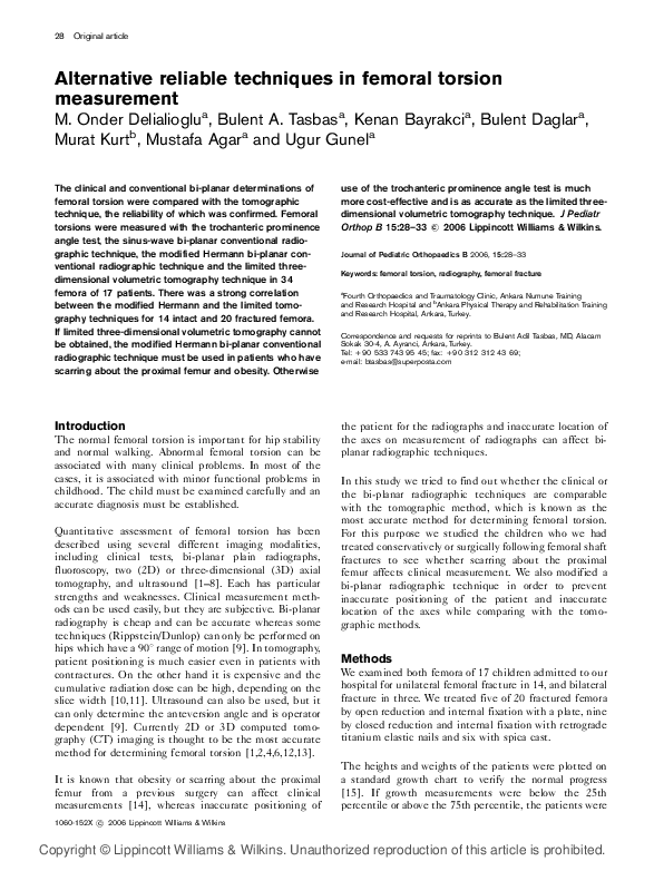 (PDF) Alternative reliable techniques in femoral torsion measurement