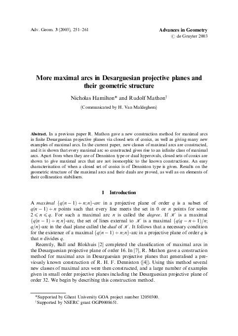 (PDF) More maximal arcs in Desarguesian projective planes and their geometric structure