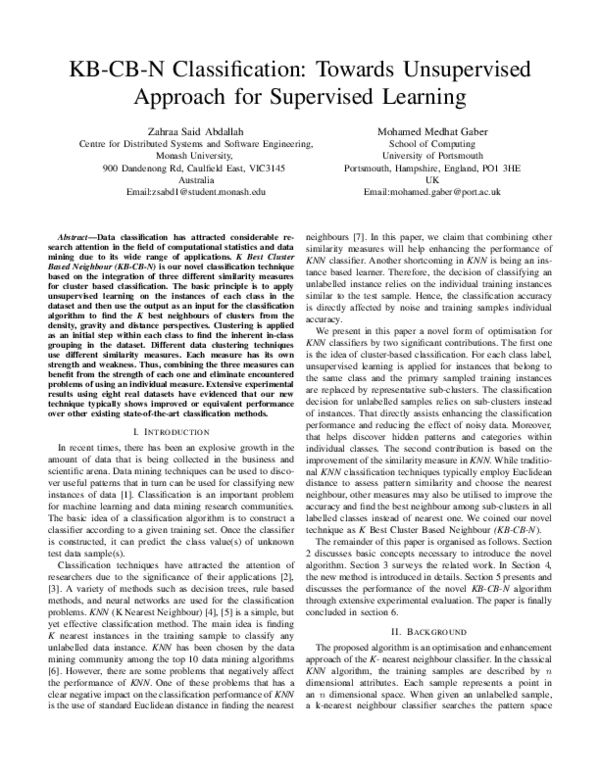 (PDF) KB-CB-N classification: Towards unsupervised approach for supervised learning | Said ...