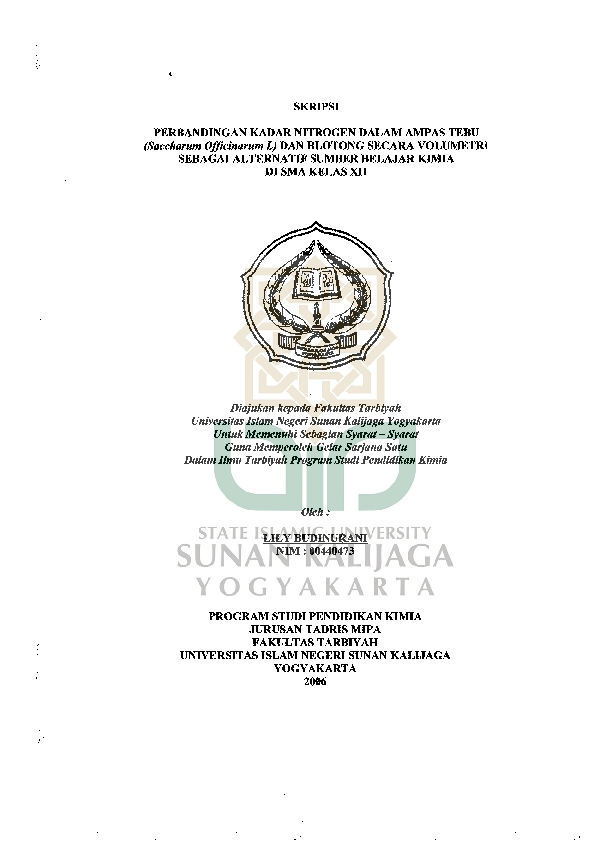 (PDF) PERBANDINGAN KADAR NITROGEN DALAM AMPAS TEBU (Saccharum ...