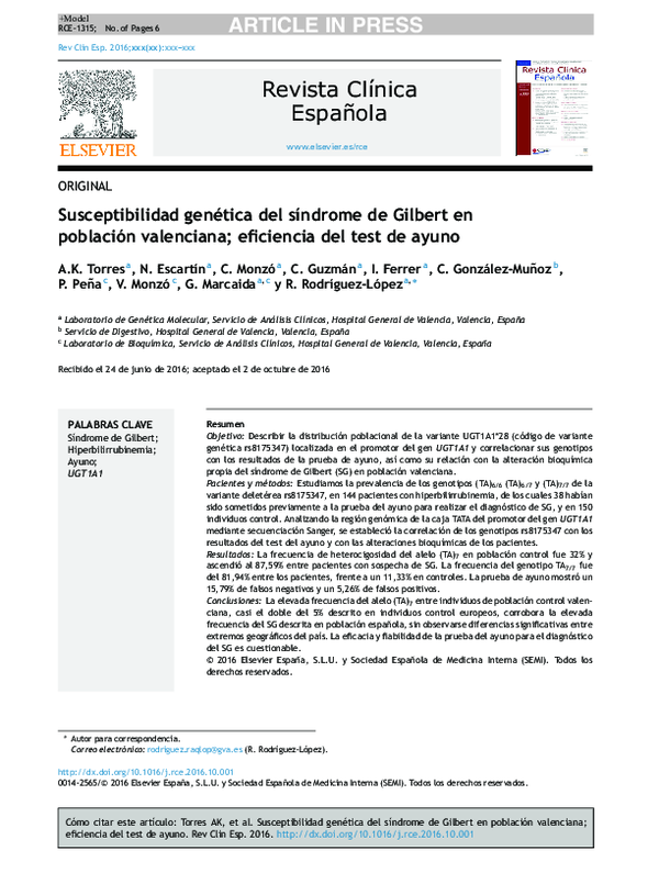 (PDF) Susceptibilidad genética del síndrome de Gilbert en población ...