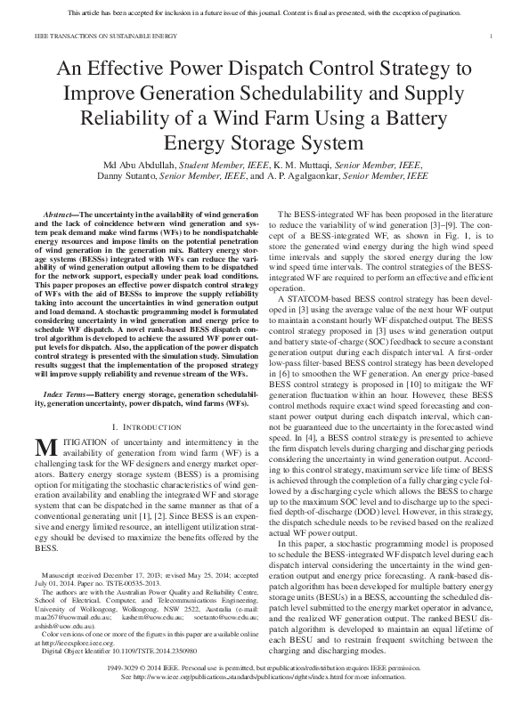 (PDF) An Effective Power Dispatch Control Strategy to Improve ...