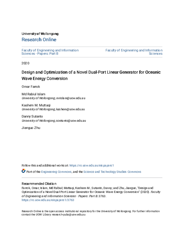 (PDF) Design and Optimization of a Novel Dual-Port Linear Generator for Oceanic Wave Energy ...