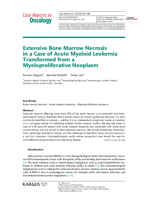 (PDF) Extensive Bone Marrow Necrosis in a Case of Acute Myeloid ...