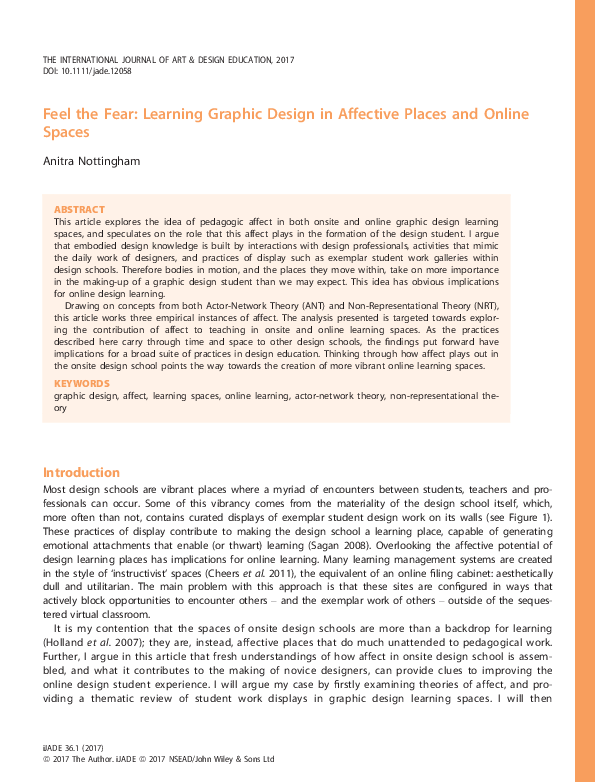 (PDF) Feel the Fear: Learning Graphic Design in Affective Places and ...