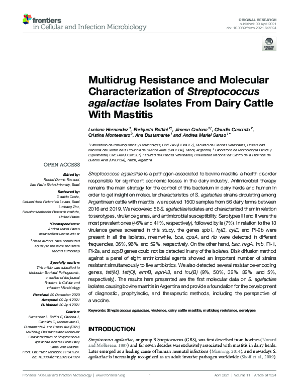 Pdf Multidrug Resistance And Molecular Characterization Of Streptococcus Agalactiae Isolates