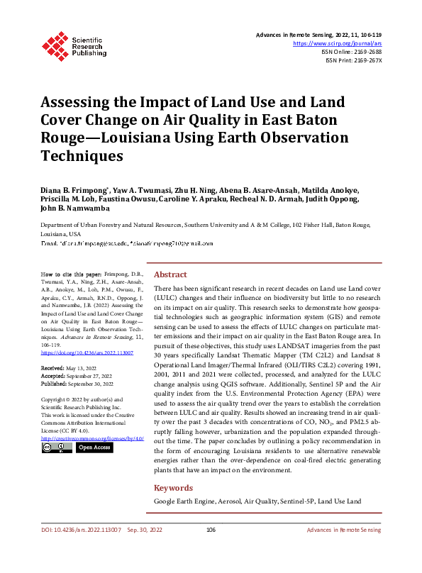 (PDF) Assessing the Impact of Land Use and Land Cover Change on Air ...