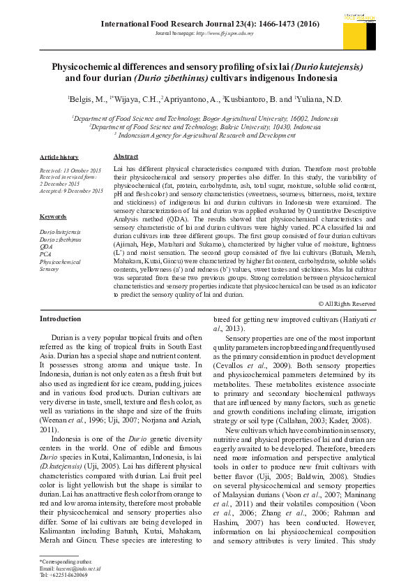 (PDF) Physicochemical differences and sensory profiling of six lai ...