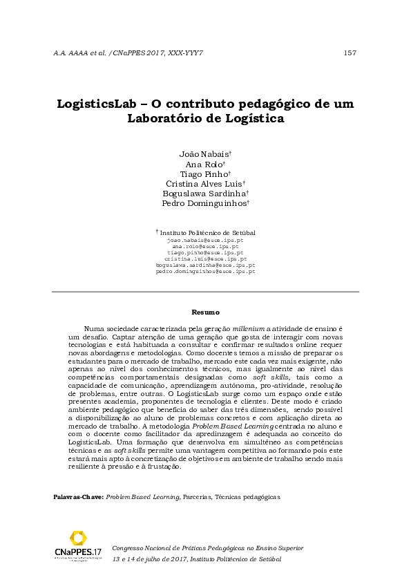 (PDF) LogisticsLab: O contributo pedagógico de um Laboratório de ...