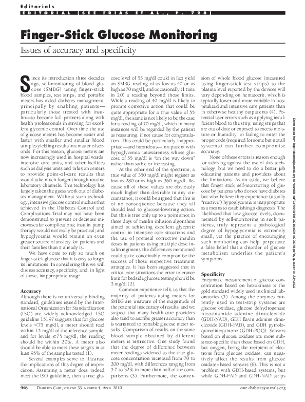 (PDF) Finger-Stick Glucose Monitoring