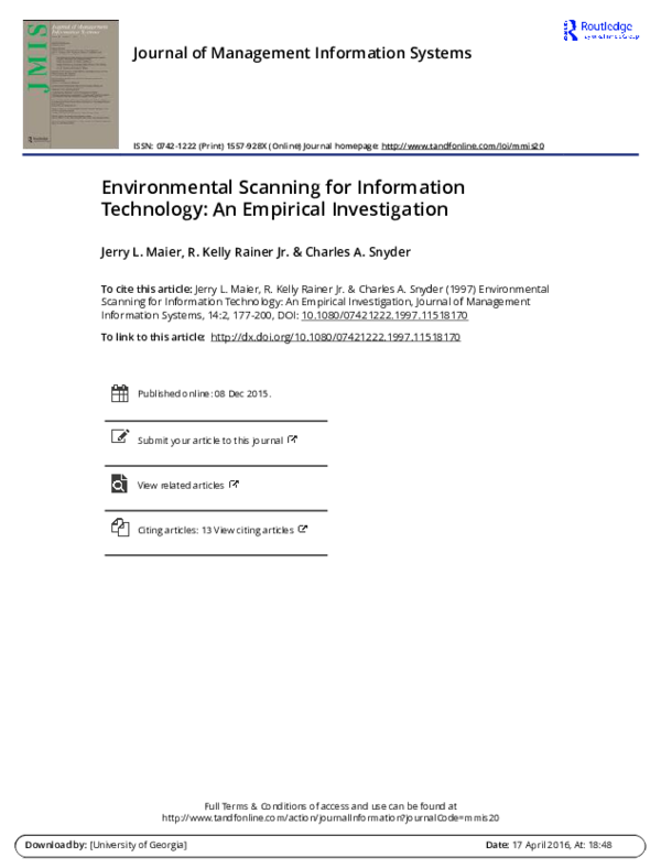 (PDF) Environmental Scanning for Information Technology: An Empirical Investigation