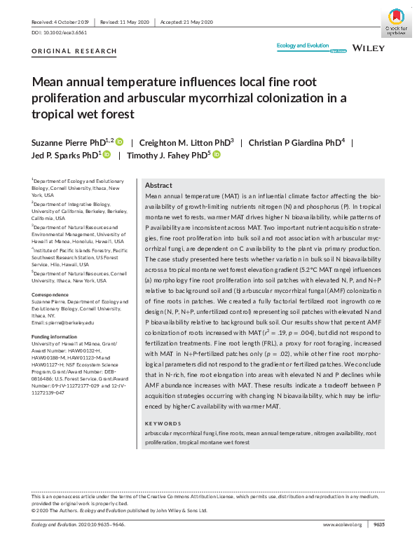 (PDF) Mean annual temperature influences local fine root proliferation and arbuscular ...