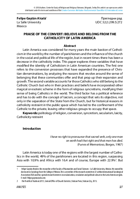 (PDF) Praise of the Convert: Believe and Belong from the Catholicity of ...