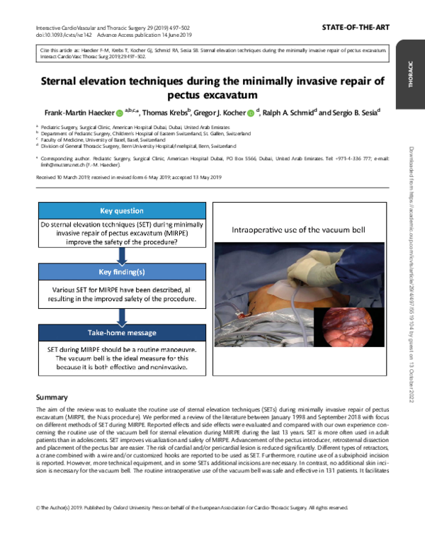 (PDF) Sternal elevation techniques during the minimally invasive repair ...