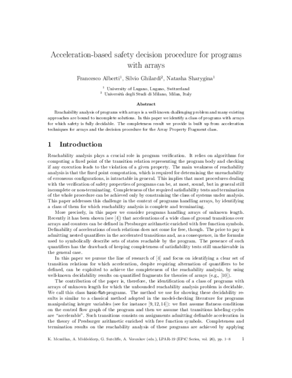 (PDF) Acceleration-based safety decision procedure for programs with arrays