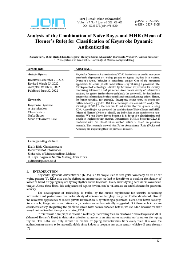 Pdf Analysis Of The Combination Of Naïve Bayes And Mhr Mean Of Horner S Rule For